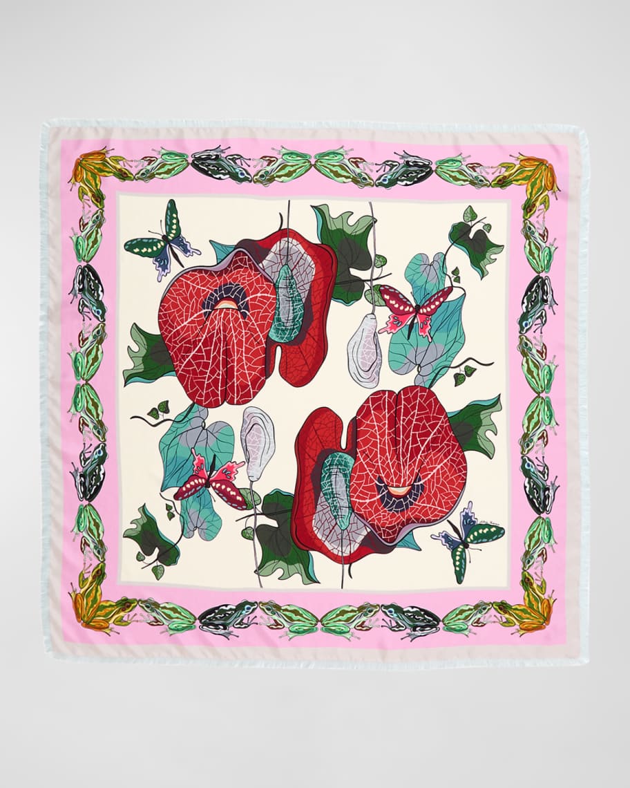 Franco Ferrari Nature Print Silk Scarf | Neiman Marcus