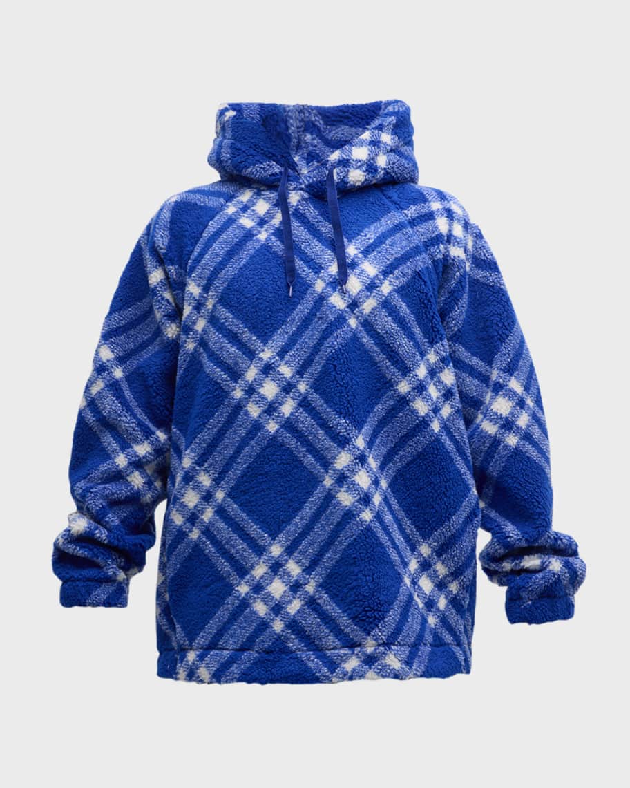 Burberry Men's Knight IP Check Fleece Hoodie | Neiman Marcus
