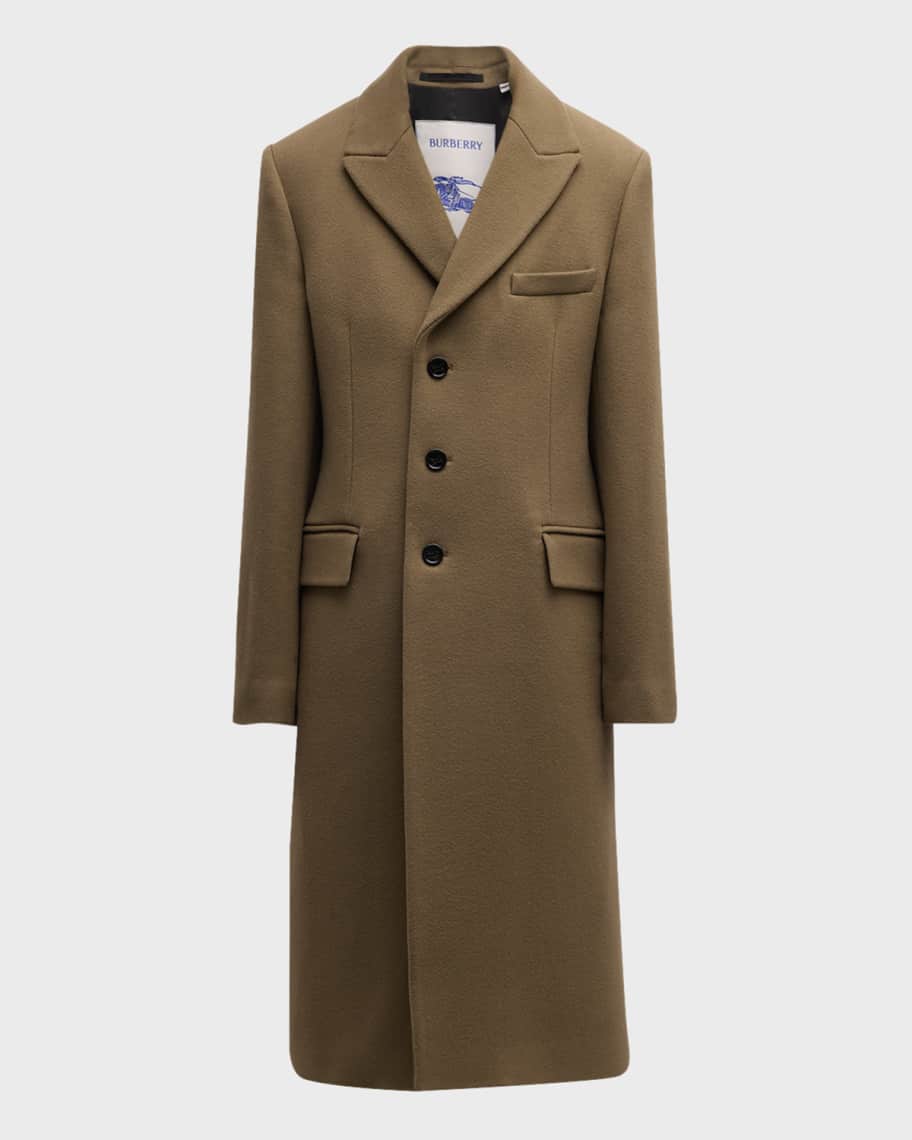 Burberry Men's Solid Wool Overcoat | Neiman Marcus