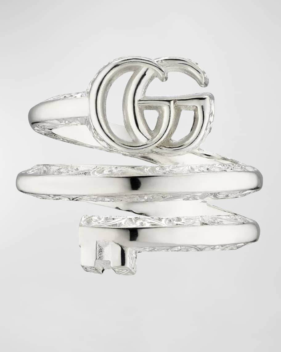 Gucci GG Marmont Key 3-Turn Sterling Silver Ring | Neiman Marcus