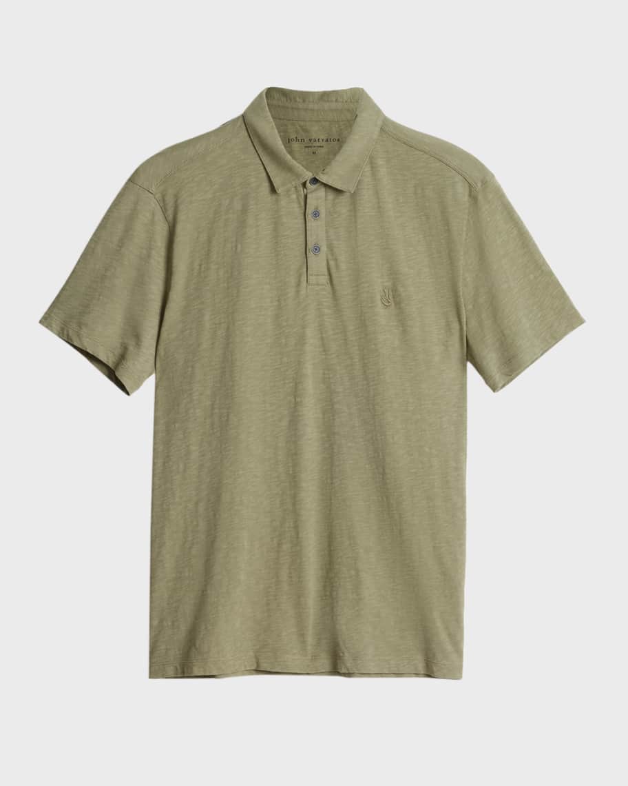 John Varvatos Men's Victor Slub Peace Sign Polo Shirt | Neiman Marcus
