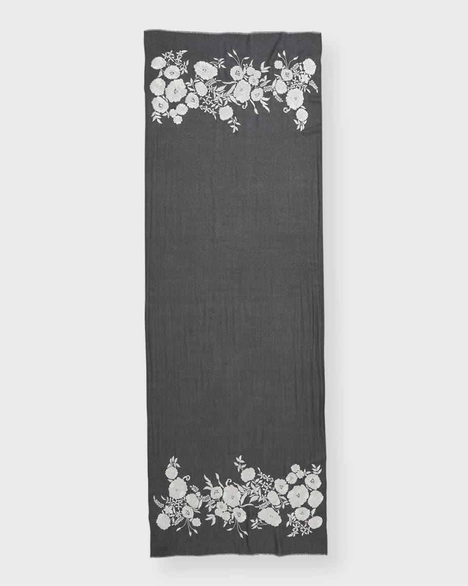 Janavi India Exoticism Embroidered Cashmere Scarf | Neiman Marcus