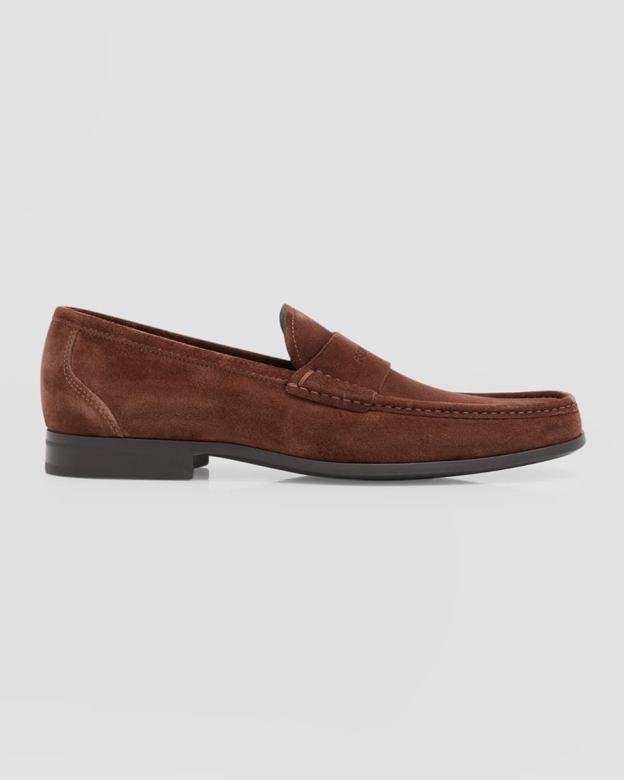 Ferragamo Men's Dupont Suede Penny Loafers | Neiman Marcus