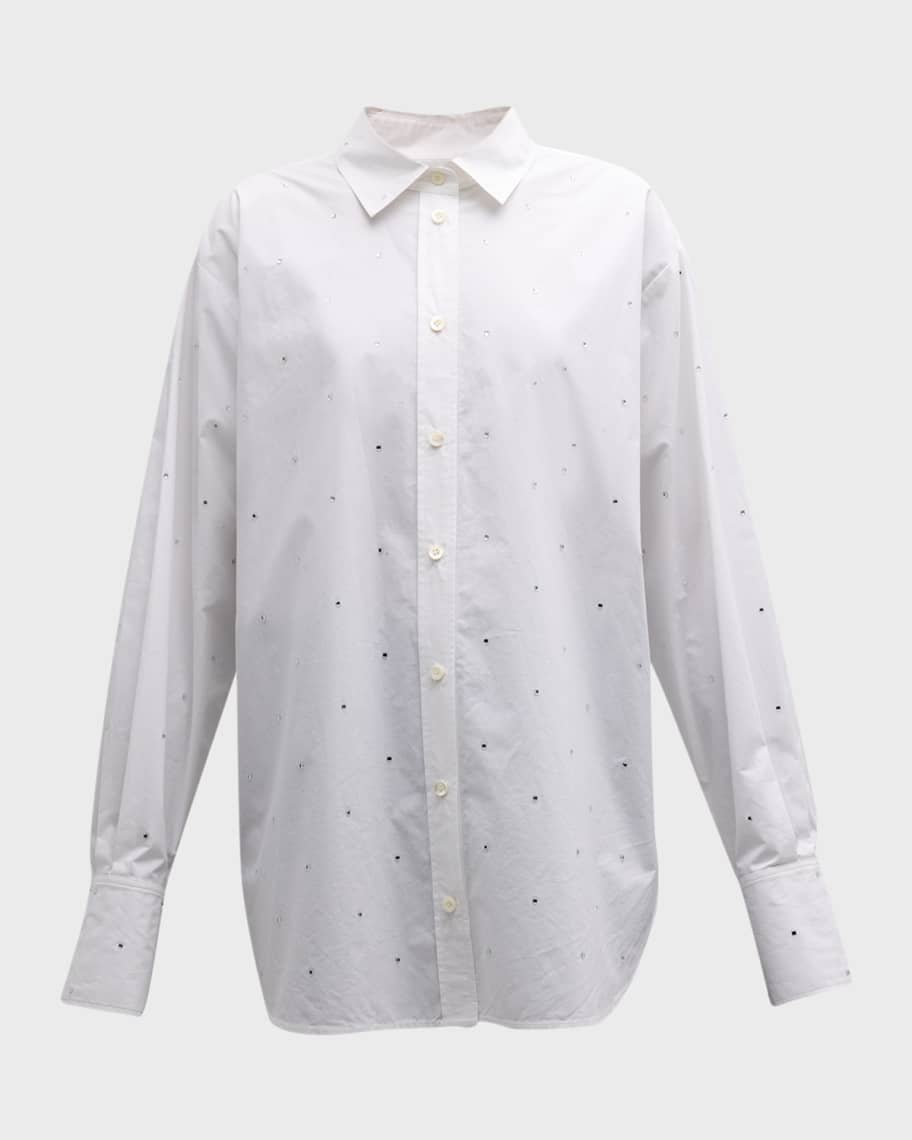 FRAME The Oversized Rhinestone-Embellished Shirt | Neiman Marcus