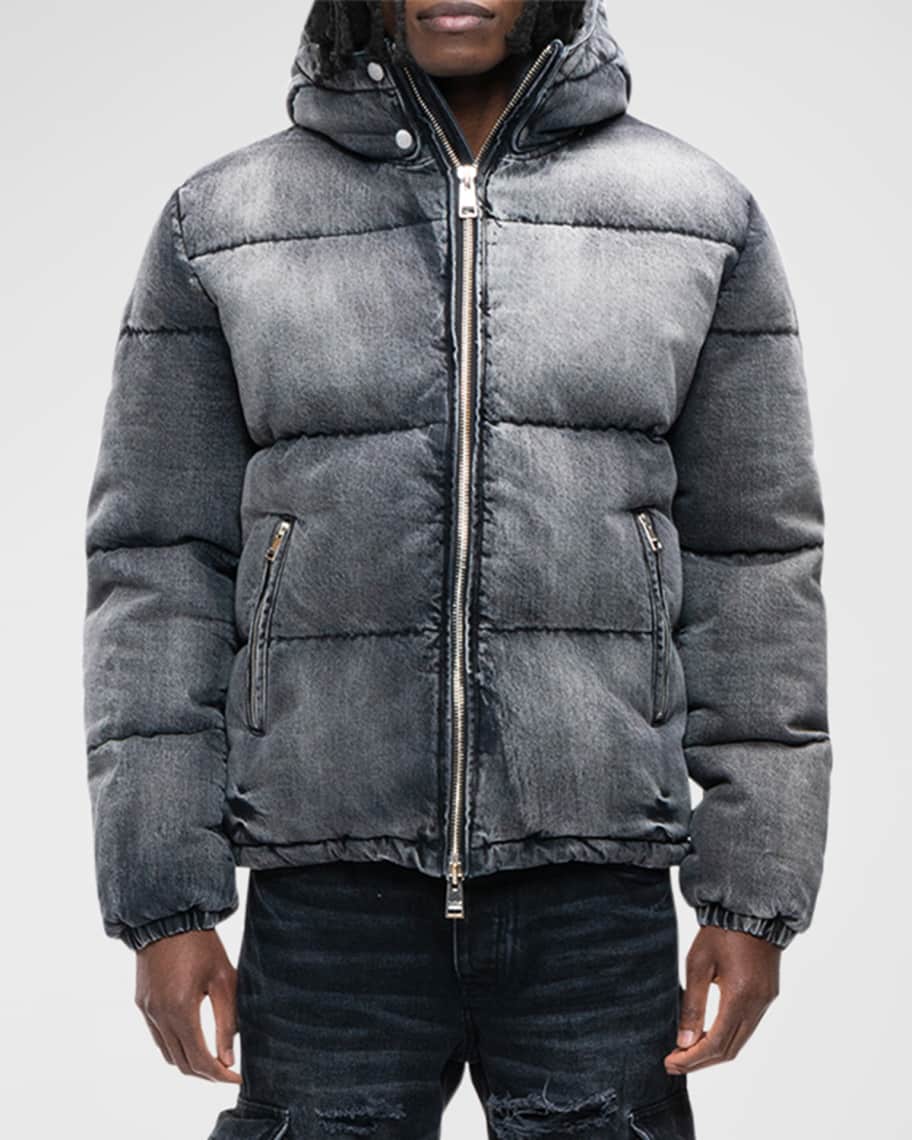 PURPLE Men's Denim Puffer Jacket | Neiman Marcus