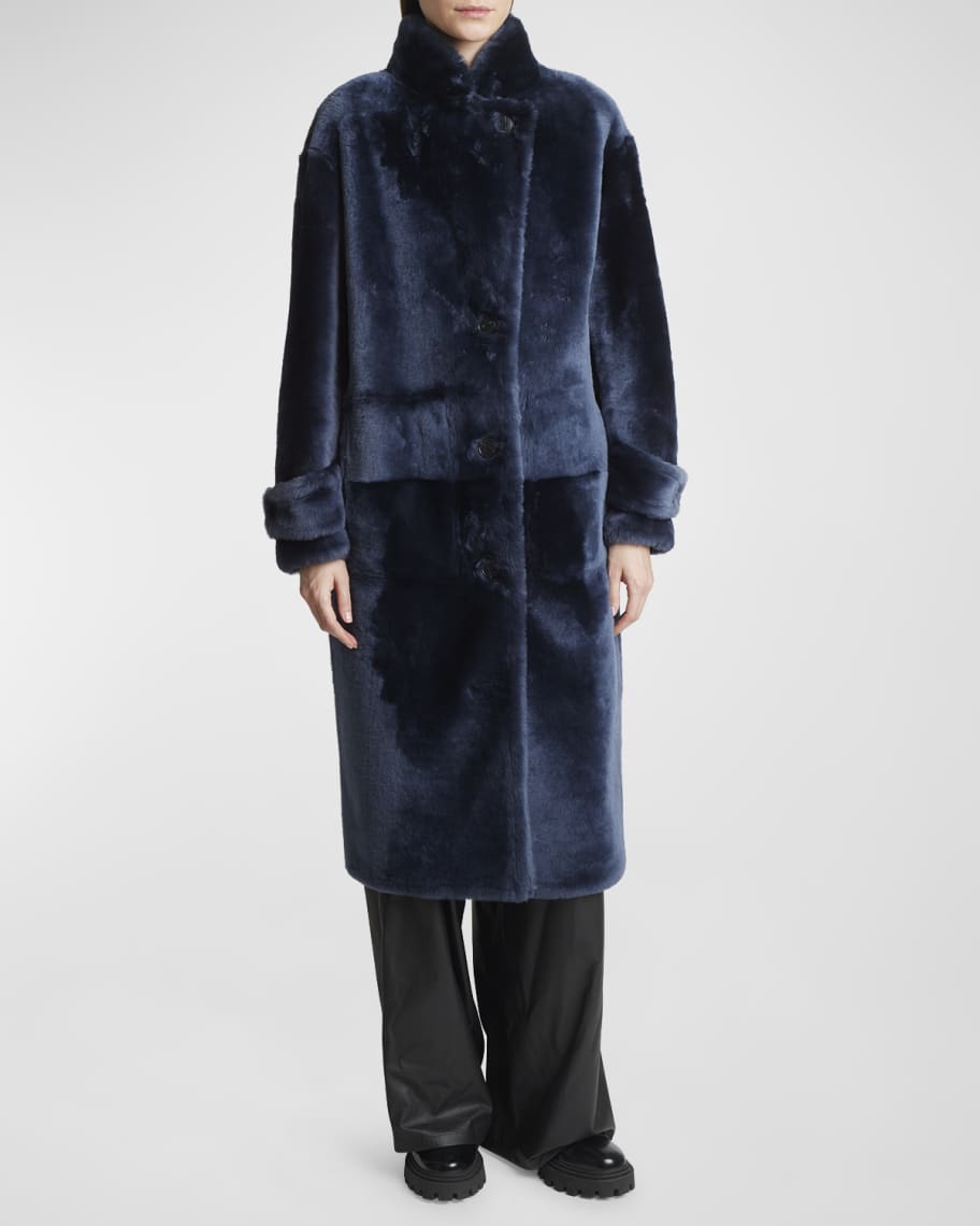 Yves Salomon Ironed Merino Lamb Shearling Overcoat | Neiman Marcus