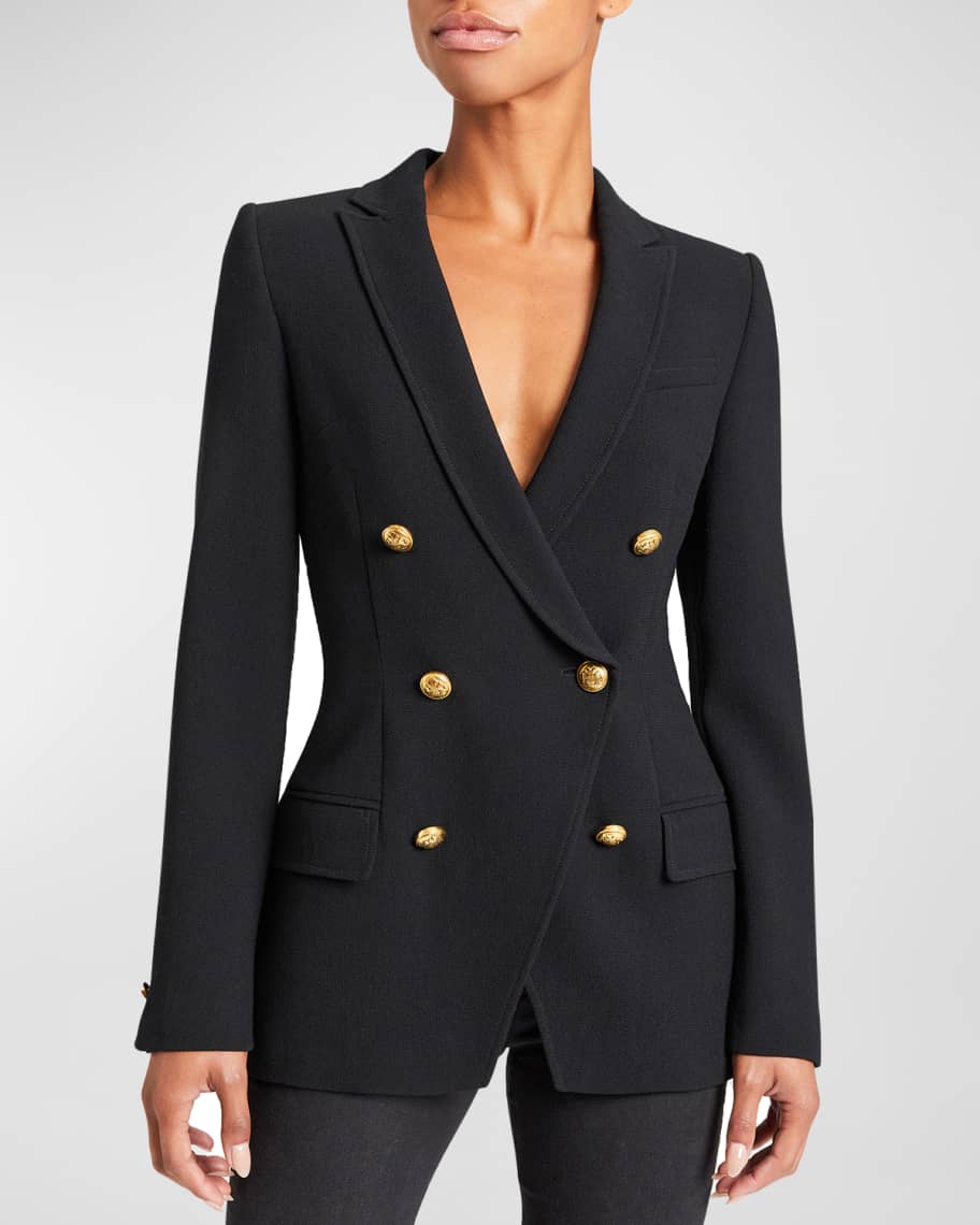 Santorelli Paco Double-Breasted Wool Crepe Jacket | Neiman Marcus