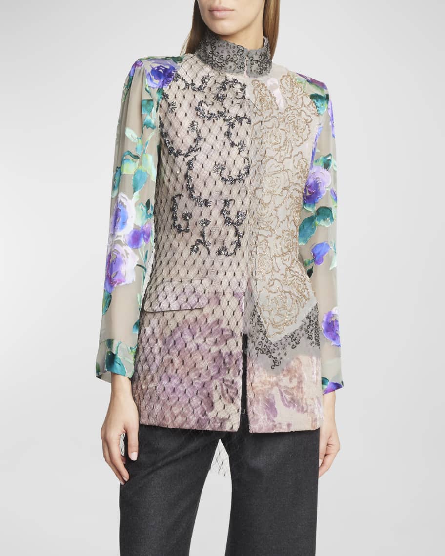 Dries Van Noten Bobby Patchwork Single-Breasted Tailored Jacket | Neiman Marcus