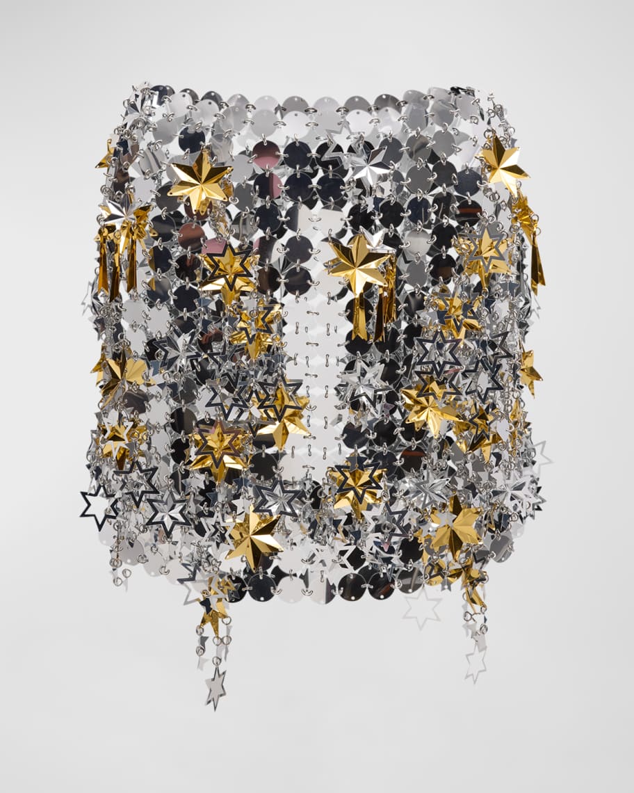 Rabanne Star Sequin Chainmail Slit Mini Skirt | Neiman Marcus