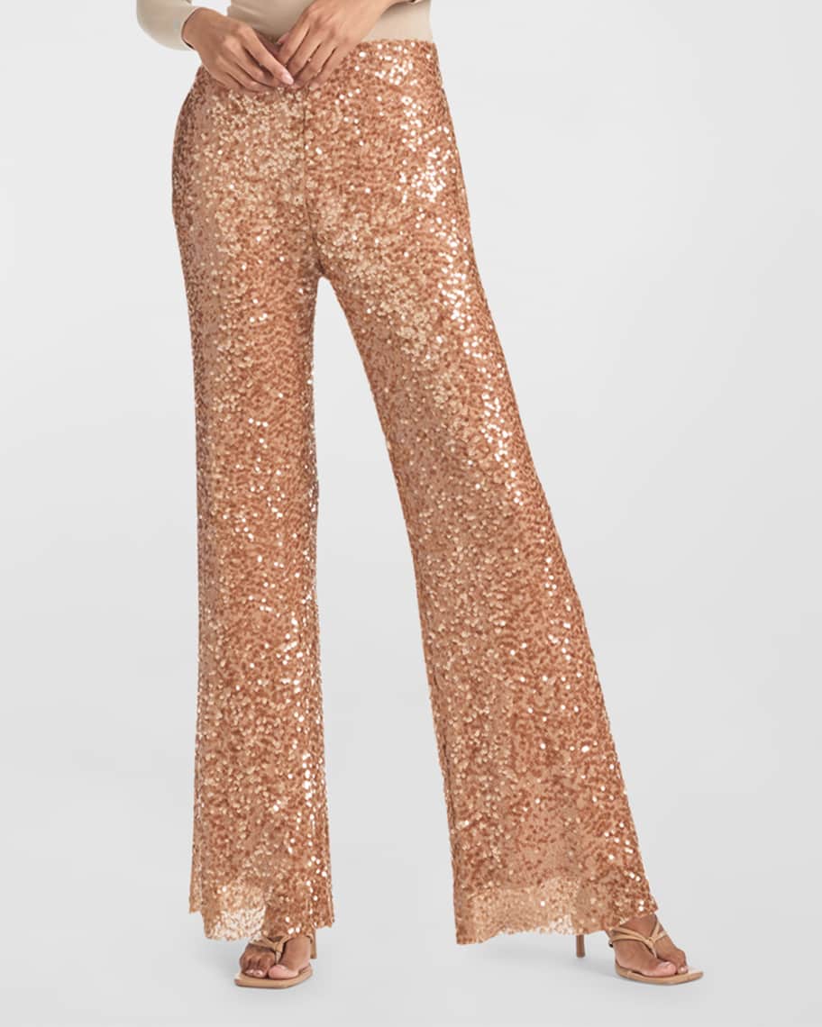 Sachin & Babi Bri High-Rise Straight-Leg Sequin Pants | Neiman Marcus