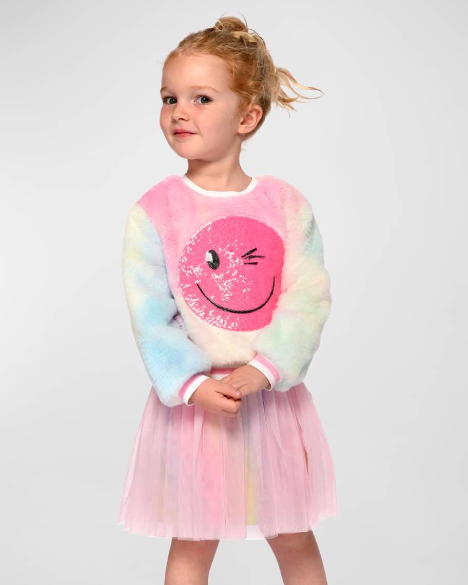Hannah Banana Girl's Winky Face Faux Fur Combo Dress, Size 2T-6 ...