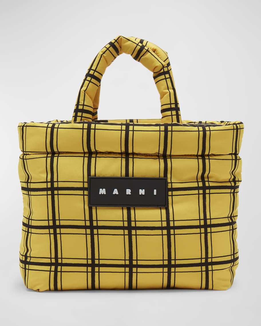 Marni Check Jacquard Nylon Tote Bag | Neiman Marcus