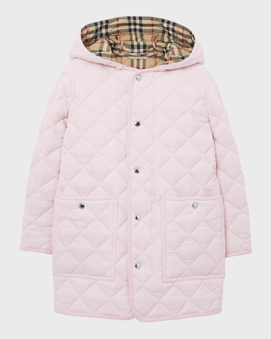 Burberry Girl's Reilly Hooded Quilted Coat, Size 3-14 | Neiman Marcus