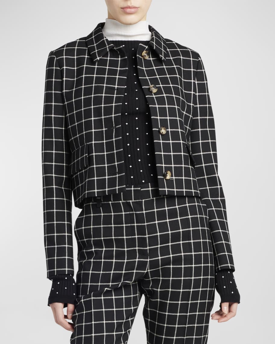 Marni Checkered Wool Short Jacket | Neiman Marcus