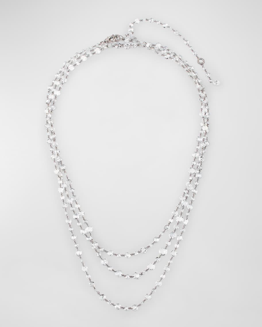 64 Facets Platinum Brilliant and Rose Cut Diamond Long Necklace, 64"L ...