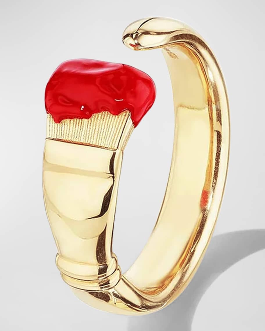 Mimi So 18K Yellow Gold Parsons Red Enamel Brush Ring, Size 8 | Neiman ...