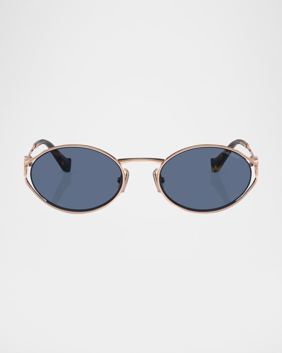 Miu Miu Cut-Out Metal & Plastic Oval Sunglasses | Neiman Marcus