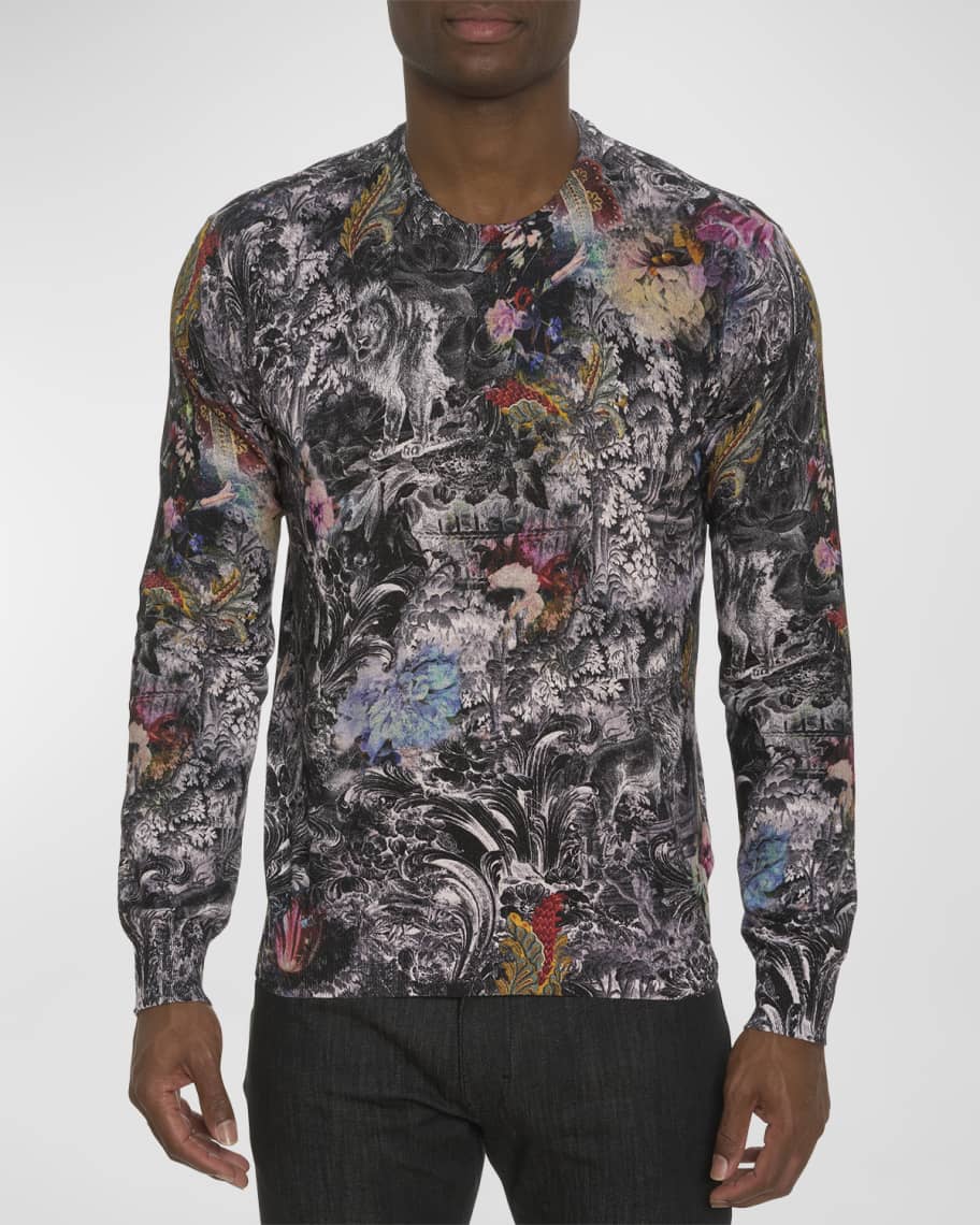 Robert Graham Men's Roaring Florals Crewneck Sweater | Neiman Marcus