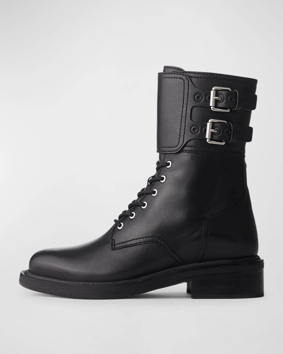 Rag & Bone RB Leather Buckle-Cuff Moto Boots | Neiman Marcus