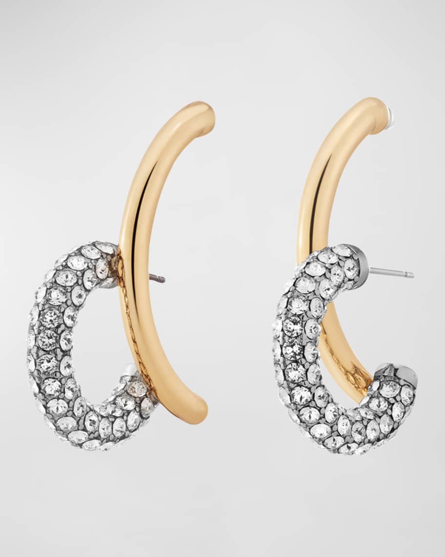 DEMARSON Convertible Marisa Pave Hoop Earrings | Neiman Marcus