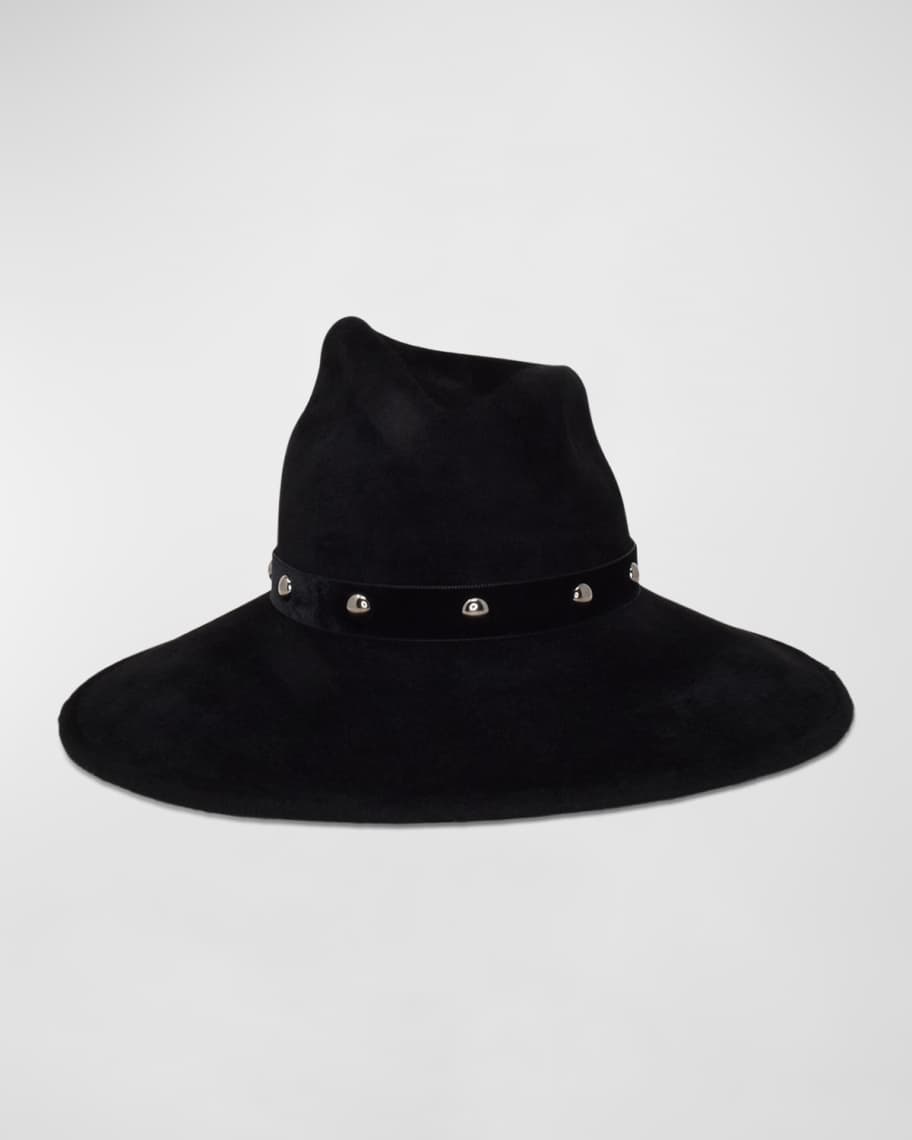 Gigi Burris Drake Felt Fedora with Studded Band | Neiman Marcus