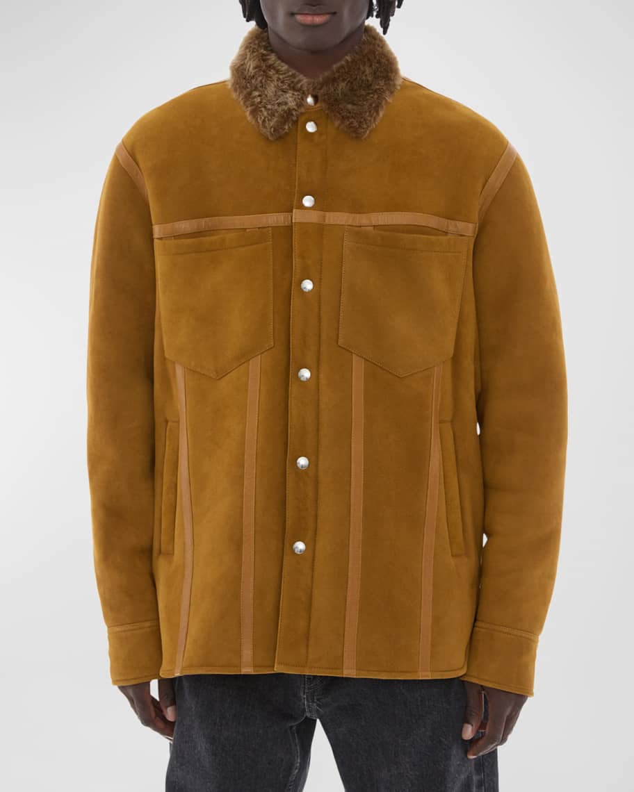 Helmut Lang Men's Shearling Utility Jacket | Neiman Marcus