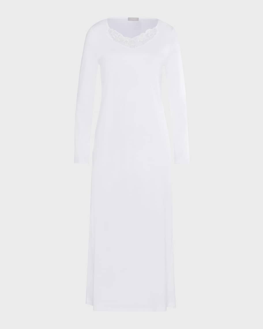 Hanro Naila Lace-Trim Cotton Nightgown | Neiman Marcus