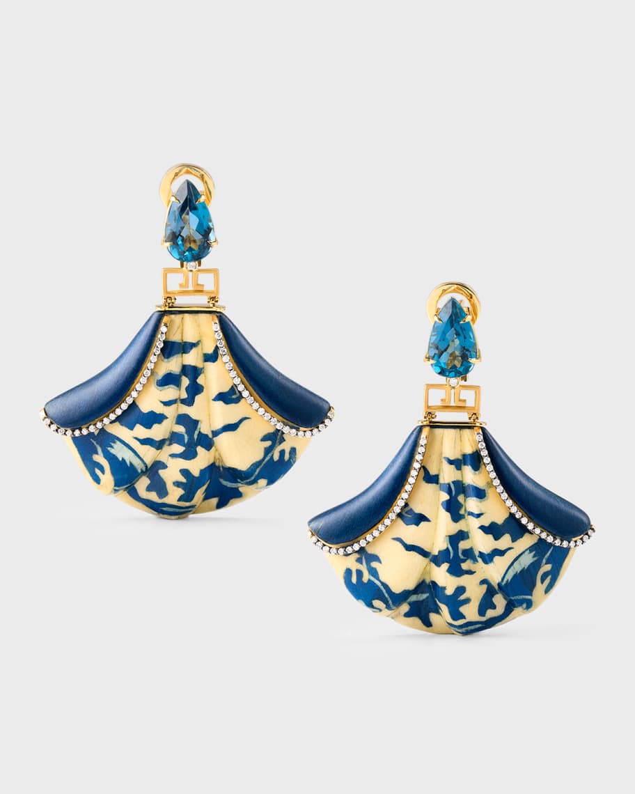 Silvia Furmanovich Marquetry Fan Earrings with London Blue Topaz ...