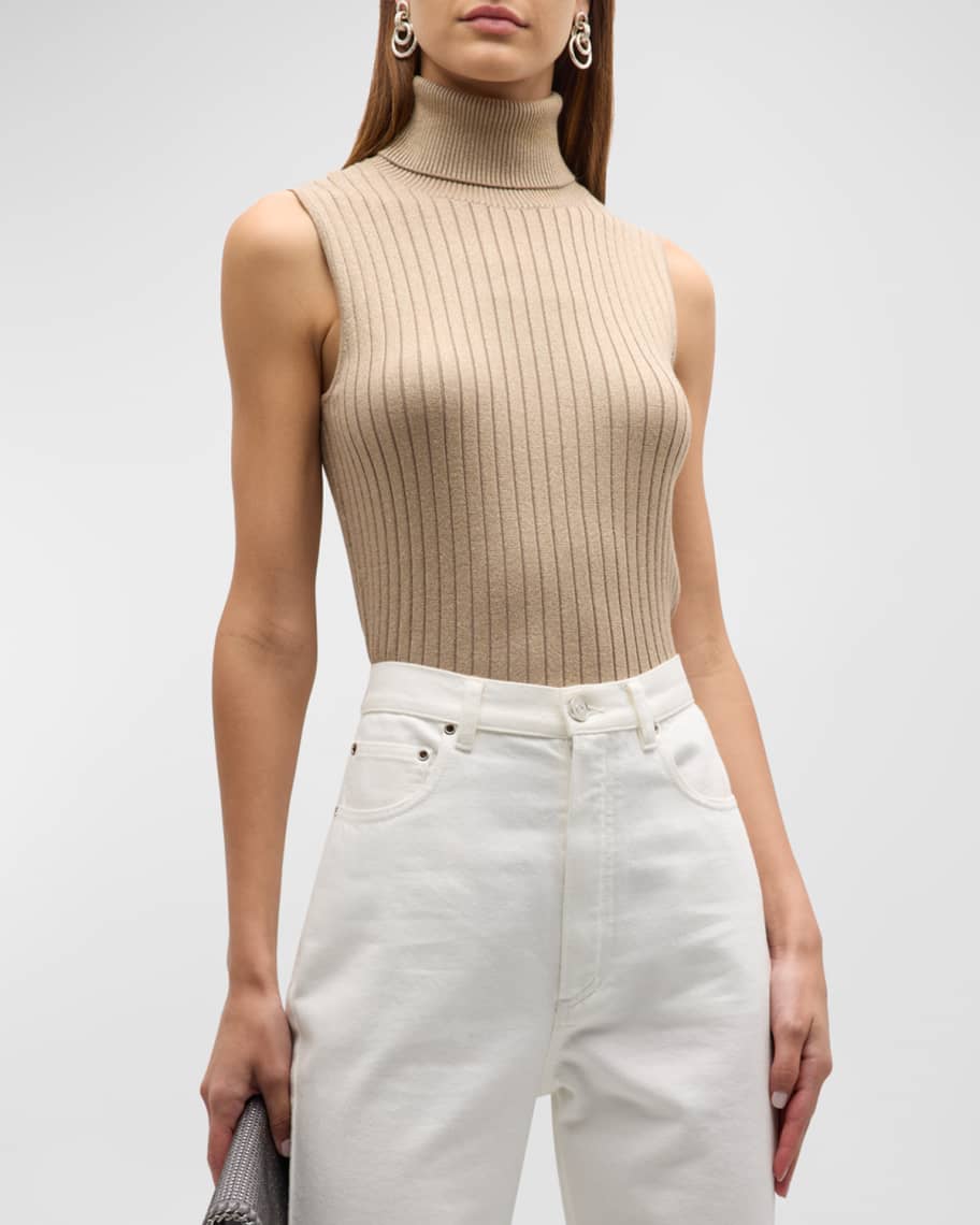 Majestic Filatures Metallic Stretch Ribbed Turtleneck Top | Neiman Marcus