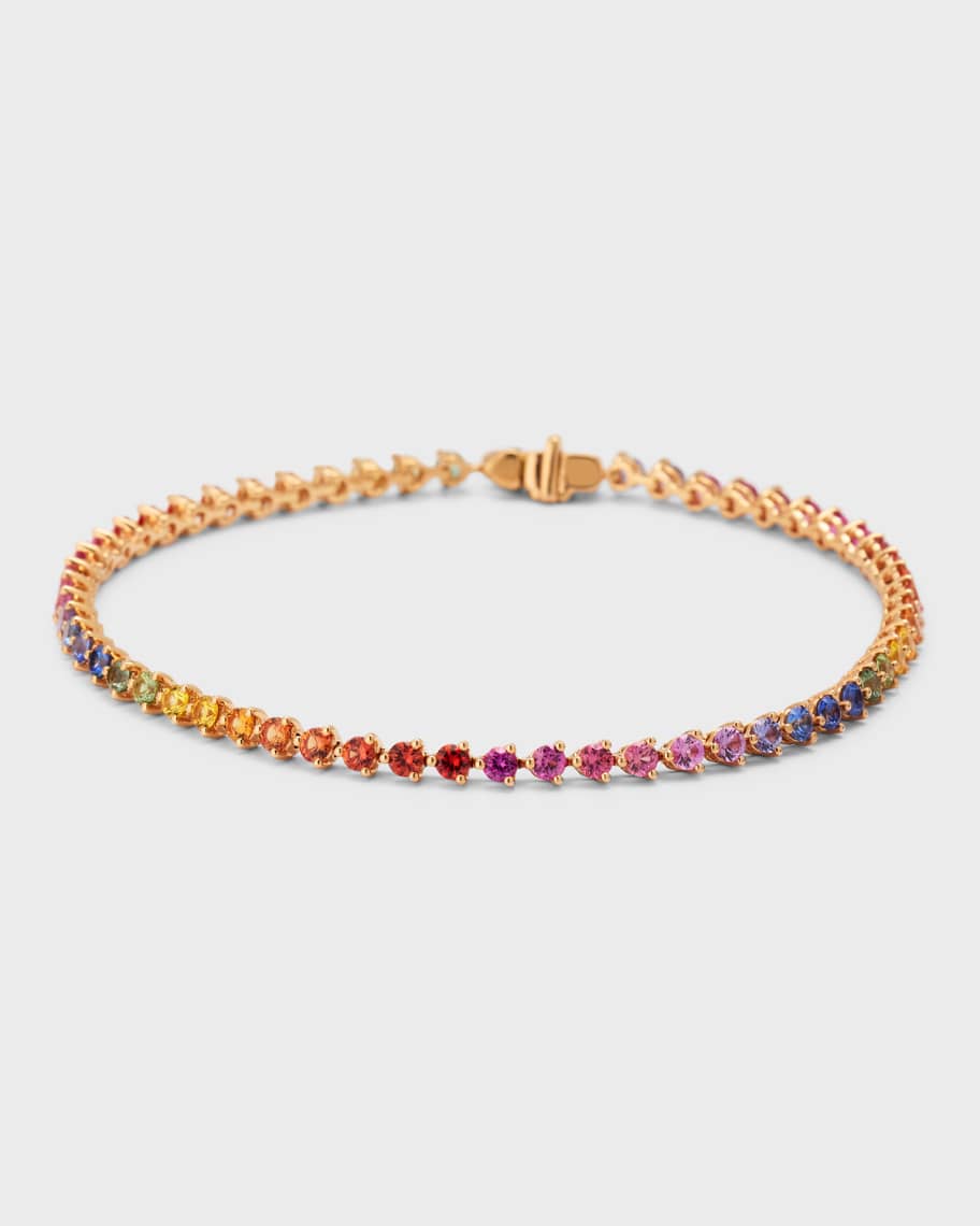 Lisa Nik Rainbow 18K Rose Gold Sapphire Tennis Bracelet | Neiman Marcus