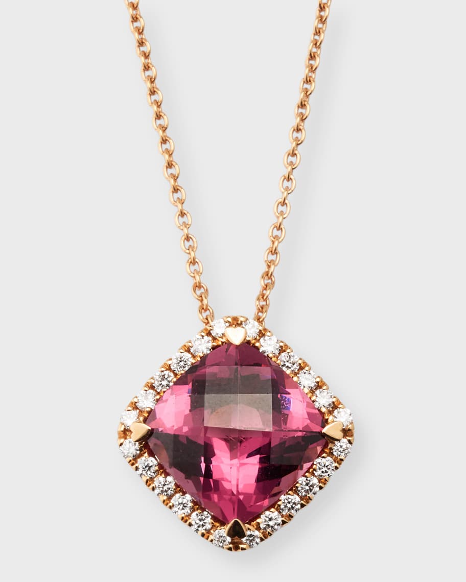 Lisa Nik Rocks 18K Rose Gold Garnet Pendant Necklace with Diamonds, 18 ...