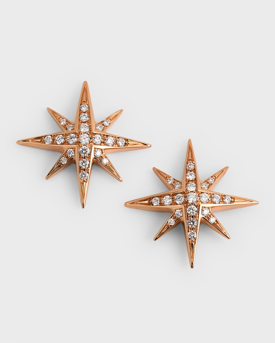 Lisa Nik Sparkle 18K Rose Gold North Star Diamond Stud Earrings | Neiman Marcus