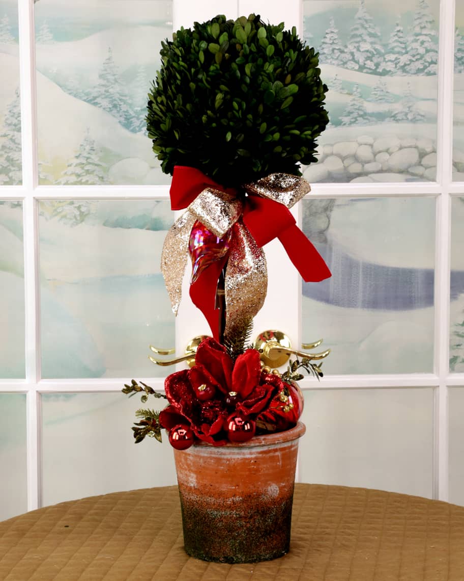 Mark Roberts Festive Boxwood Christmas Topiary, 31" | Neiman Marcus