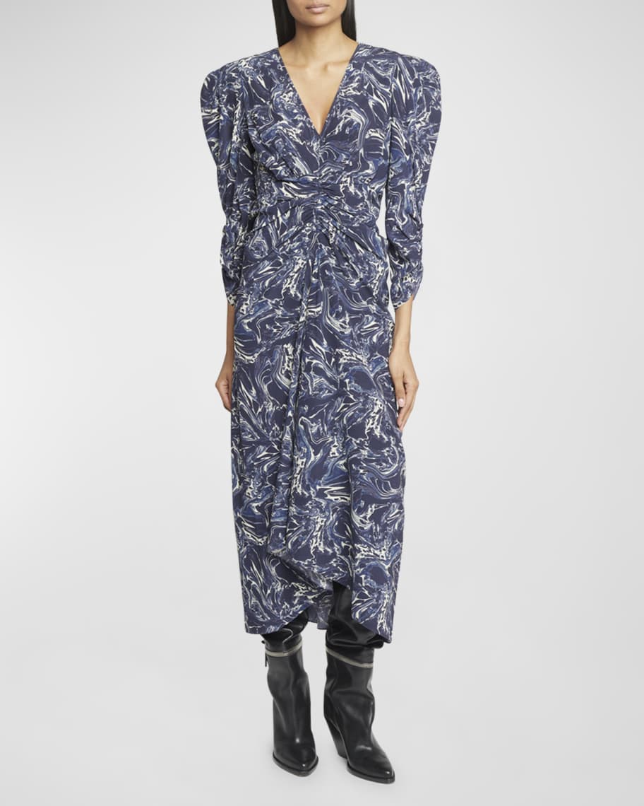 Isabel Marant Albini V-Neck Midi Dress | Neiman Marcus