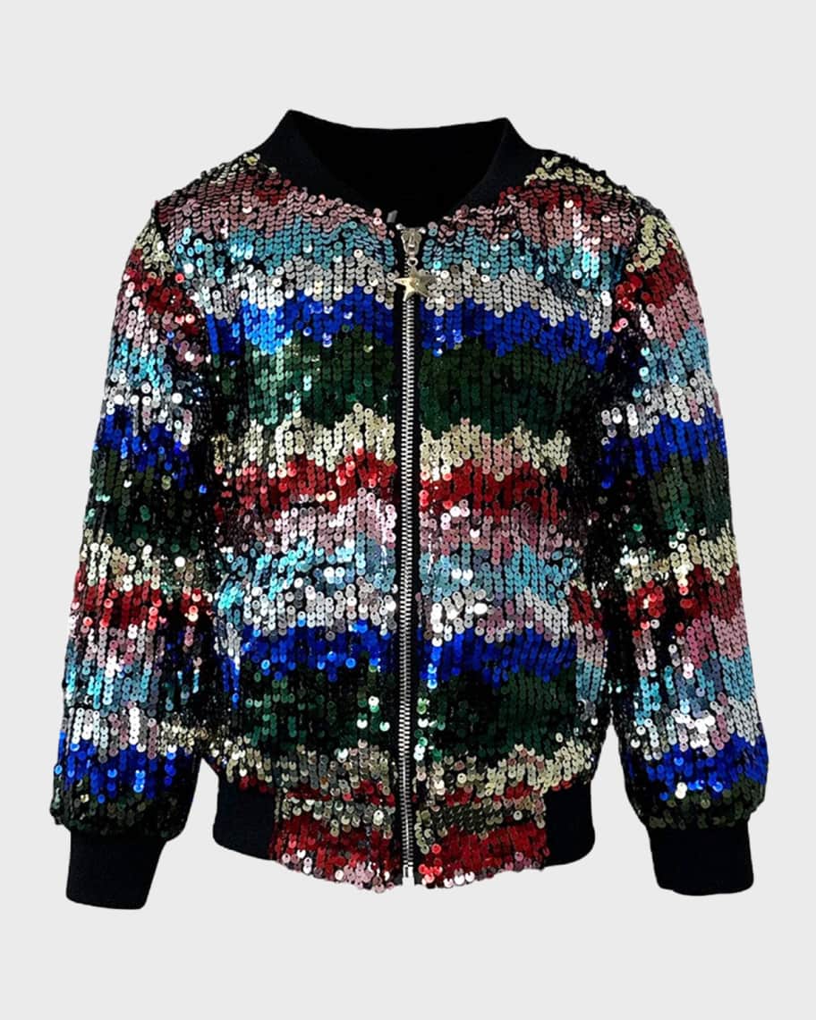 Lola + The Boys Girl's Confetti Surprise Bomber Jacket, Size 2-14 ...