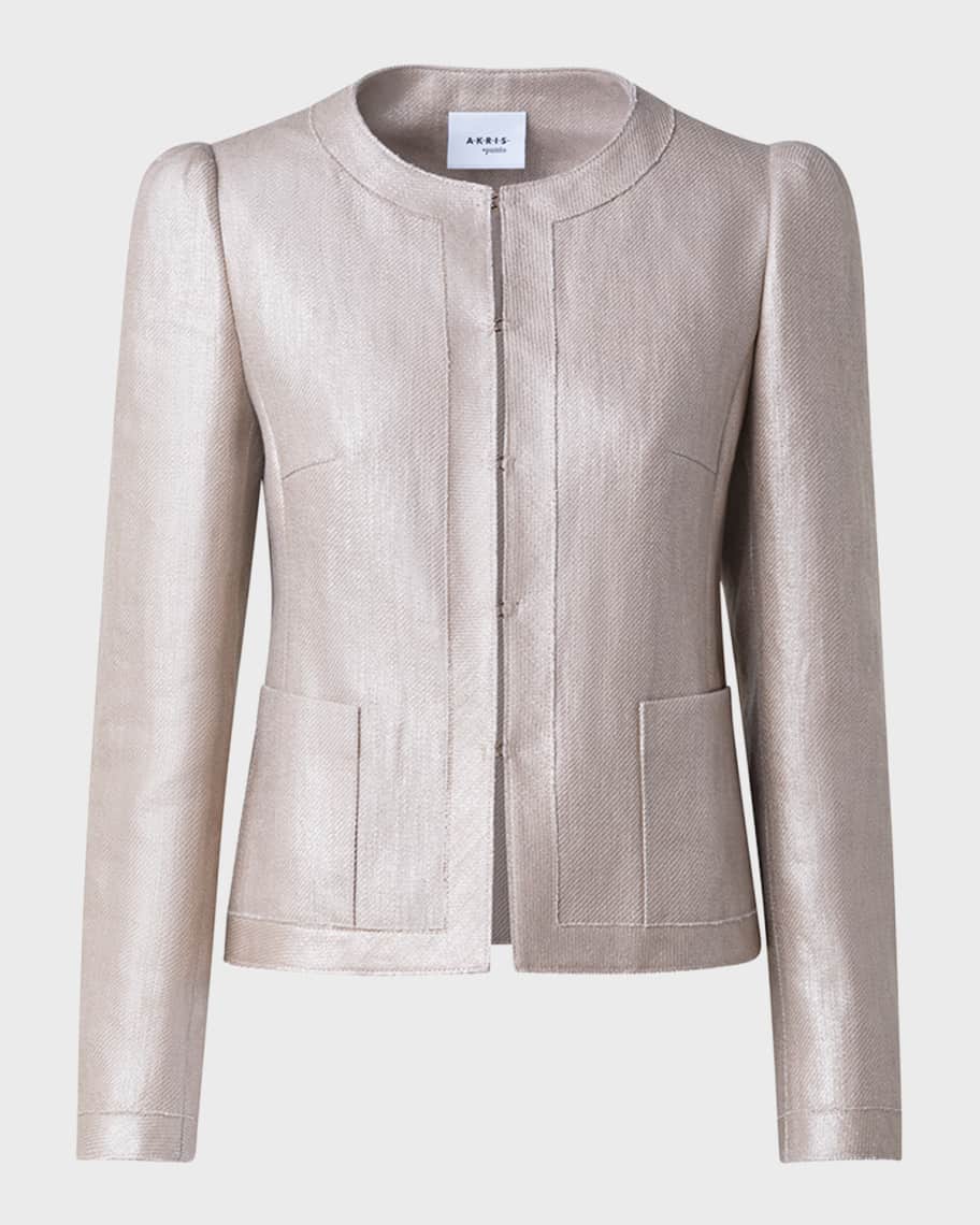 Akris punto Gold-Plated Linen Canvas Jacket | Neiman Marcus