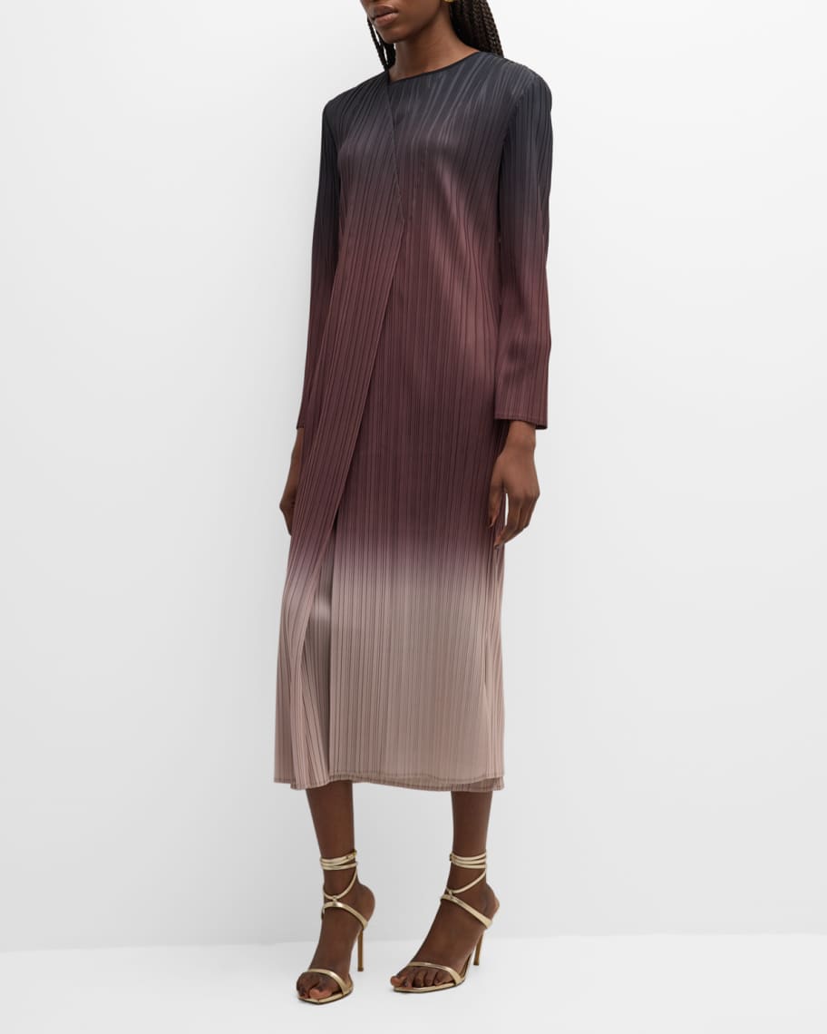 Misook Ombre Pleated Open-Front Wrap Duster | Neiman Marcus