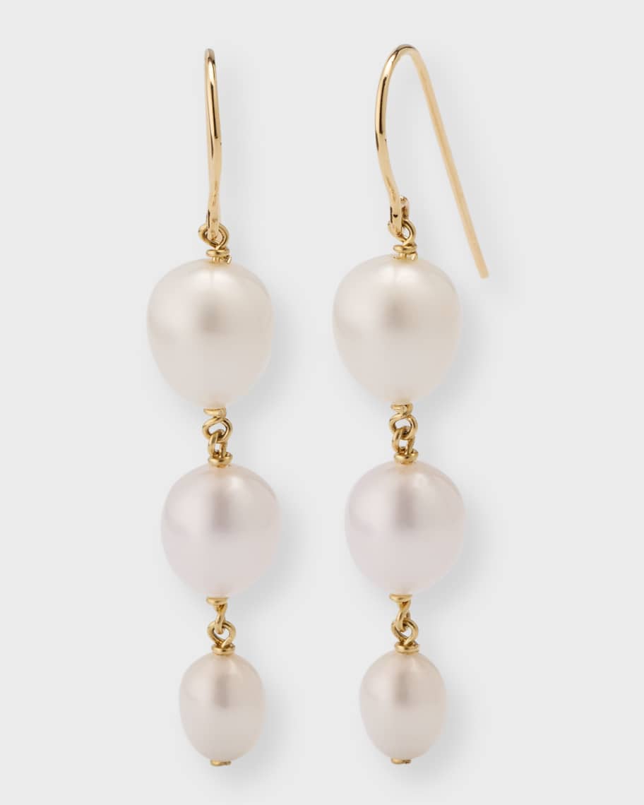 POPPY FINCH Graduated Oval Pearl Drop Earrings | Neiman Marcus
