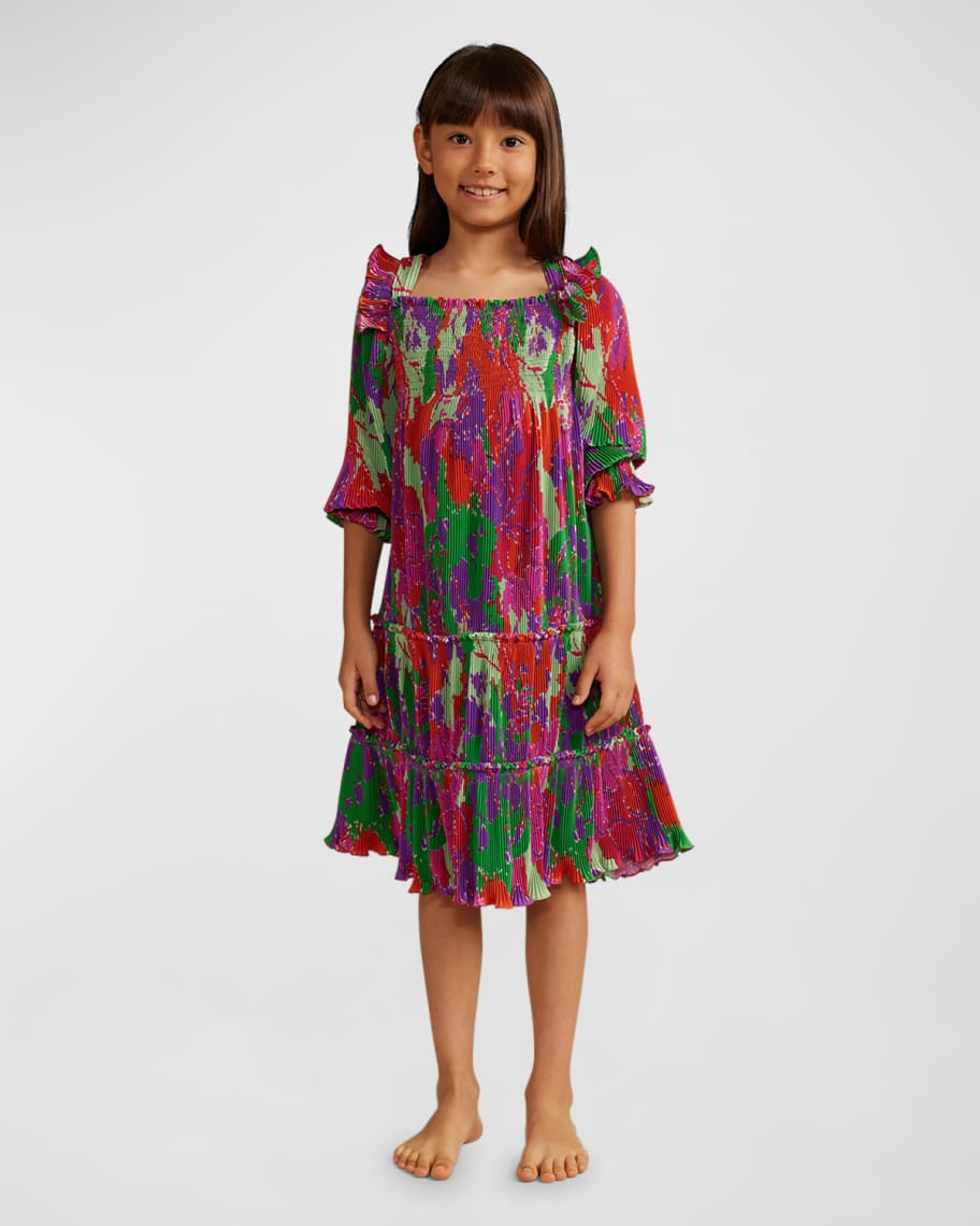 Cult Gaia Girl's Frankie Plisse Floral Dress, Size 4-12 | Neiman Marcus