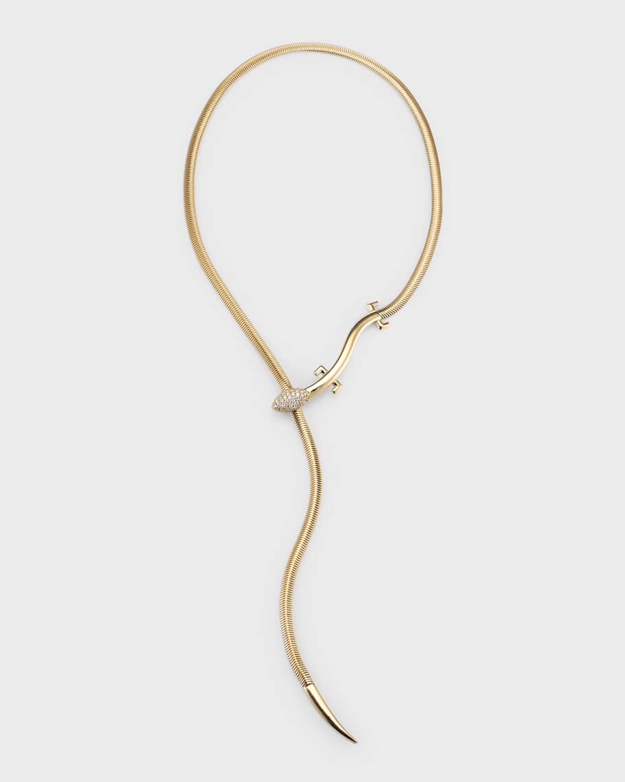 CADAR 18K Yellow Gold Origin Lariat with Pave Diamonds | Neiman Marcus