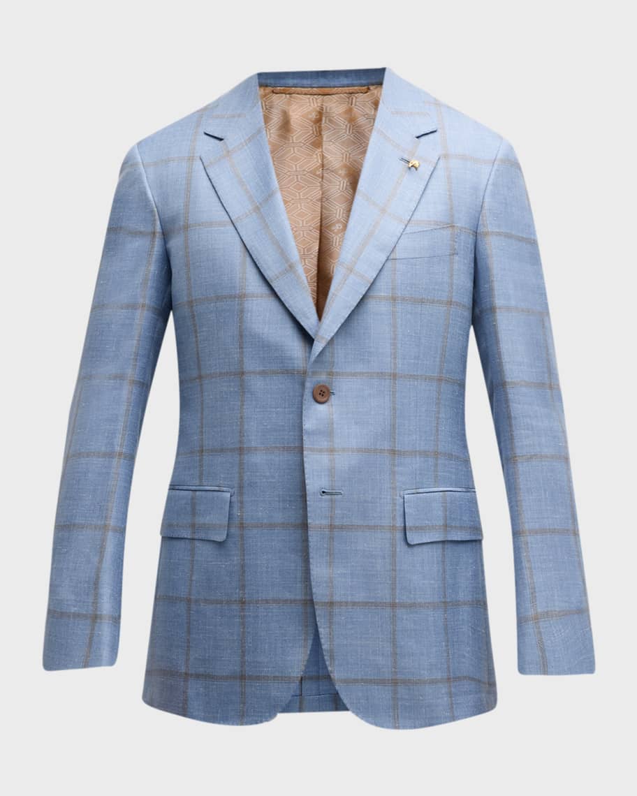Stefano Ricci Men's Windowpane Single-Breasted Blazer Jacket | Neiman ...