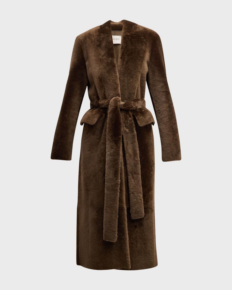 Salon 1884 Henning Belted Sheep Shearling Long Coat | Neiman Marcus