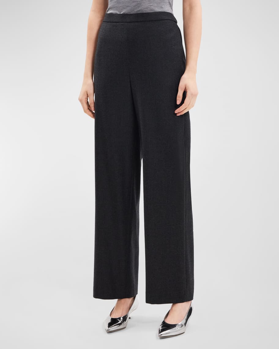 Theory Merino Wool Flannel Straight-Leg Pull-On Pants | Neiman Marcus