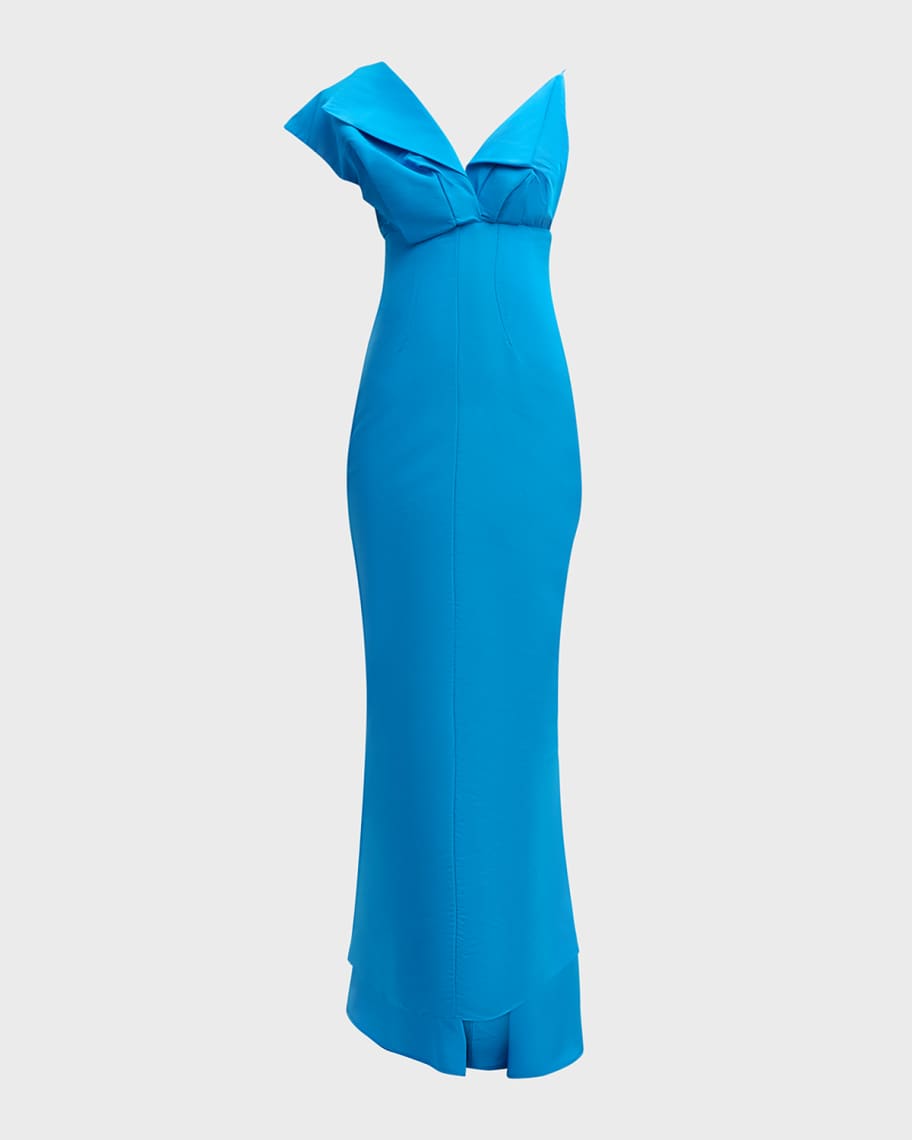 CHRISTOPHER JOHN ROGERS Crushed Bust Trumpet Gown with Tie Back Detail ...
