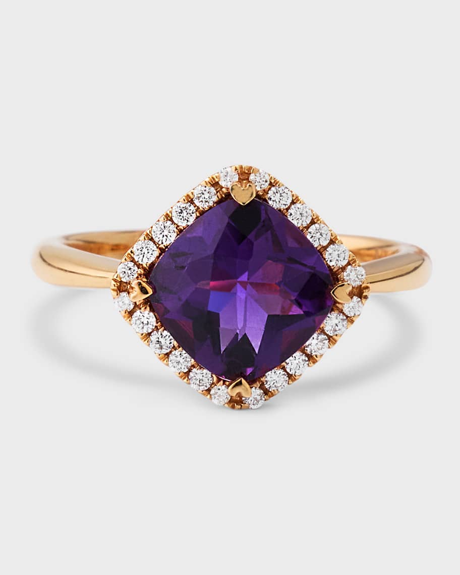 Lisa Nik Rocks 18K Rose Gold Petite Cushion Cut Amethyst and Diamond ...