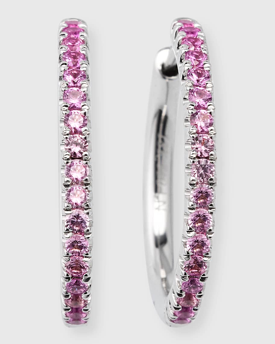 Lisa Nik Rainbow 18K White Gold Graduated Color Pink Sapphire Hoop ...