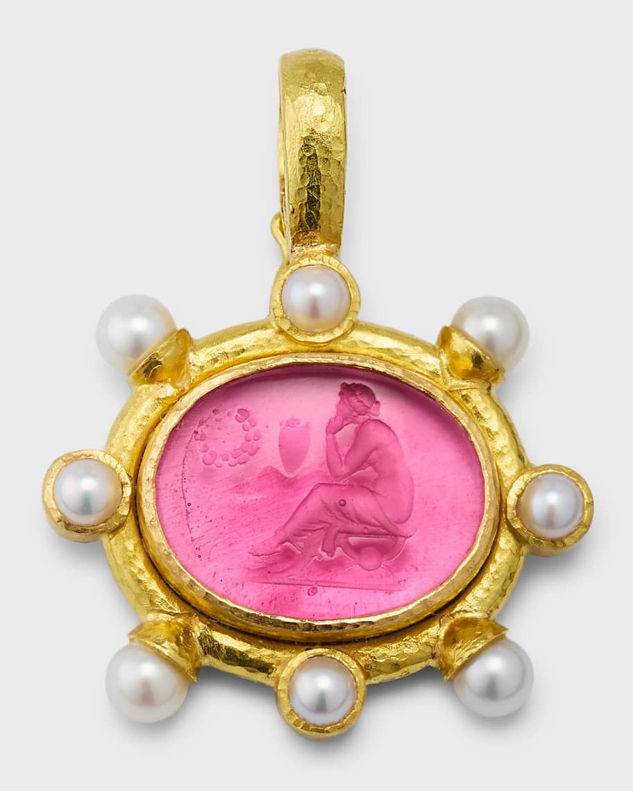 Elizabeth Locke 19K Venetian Glass Intaglio Laurel Wreath Pendant with ...