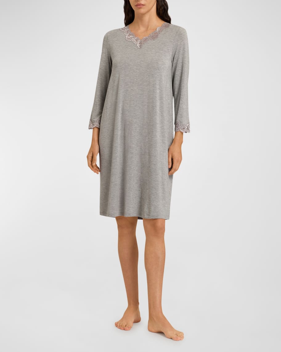 Hanro Natural Elegance Lace-Trim Nightdress | Neiman Marcus