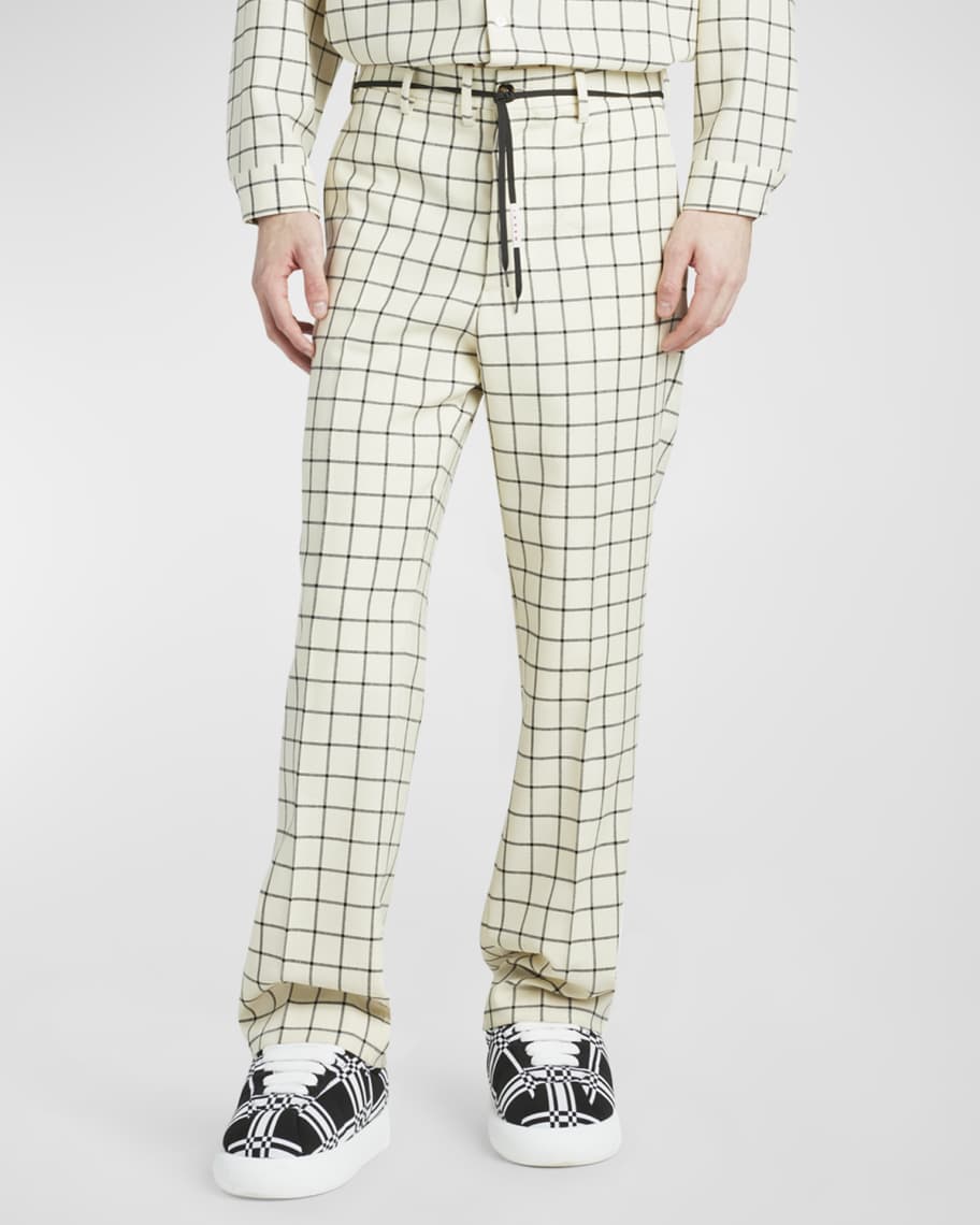 Marni Men's Windowpane Wool Pants | Neiman Marcus