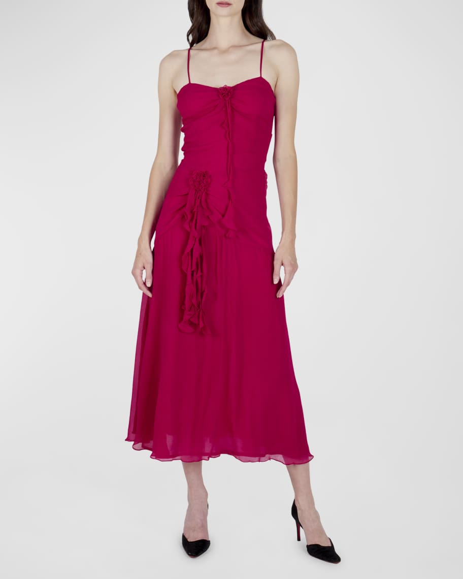 Secret Mission Mira Crinkled Silk Maxi Dress | Neiman Marcus